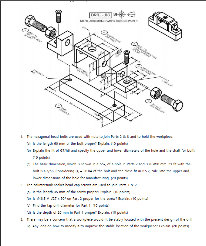 Solved DRILL JIG SIC NOTE: ASSEMBLE PART 5 BEFORE PART 4 x | Chegg.com
