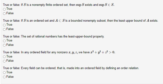 True or false: If S is a nonempty finite ordered set, | Chegg.com