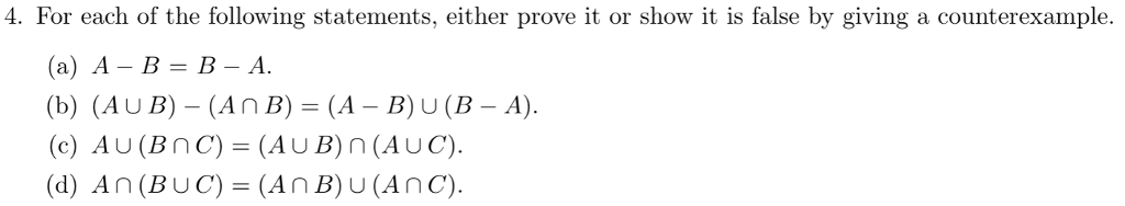 Solved 4. For each of the following statements, either prove | Chegg.com