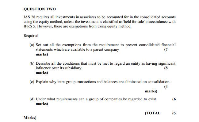 Solved QUESTION TWO IAS 28 requires all investments in | Chegg.com