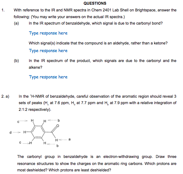 Solved 1. QUESTIONS With reference to the IR and NMR spectra | Chegg.com