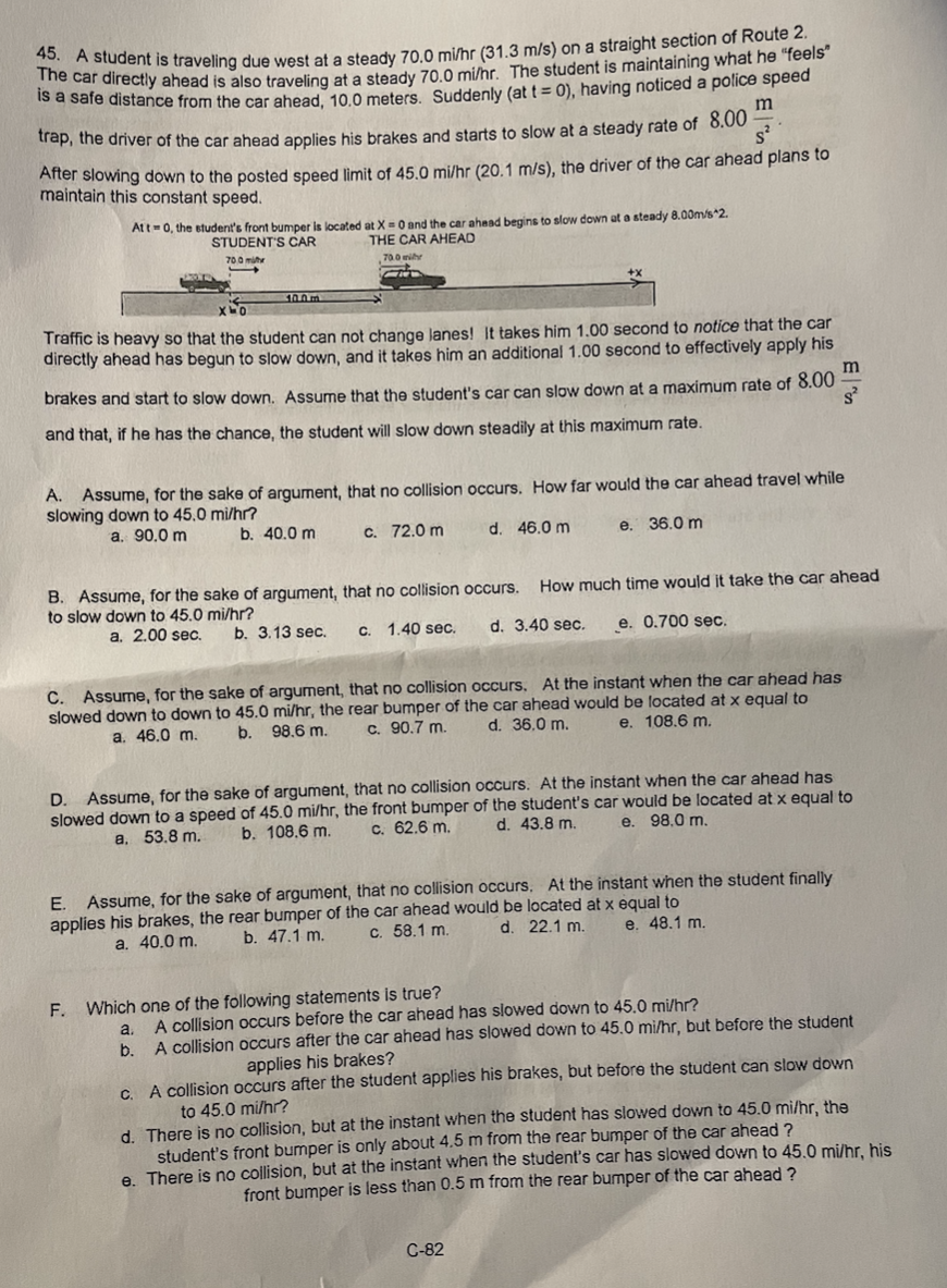 Solved 45. A student is traveling due west at a steady | Chegg.com