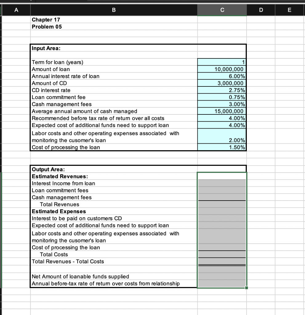 Solved A B C D Chapter 17 Problem 05 Input Area: Term for | Chegg.com