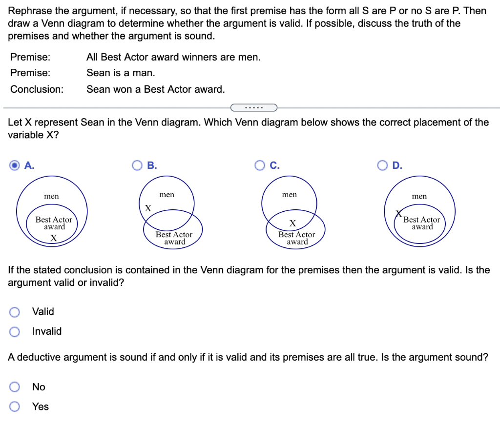 Solved Rephrase The Argument If Necessary So That The Chegg
