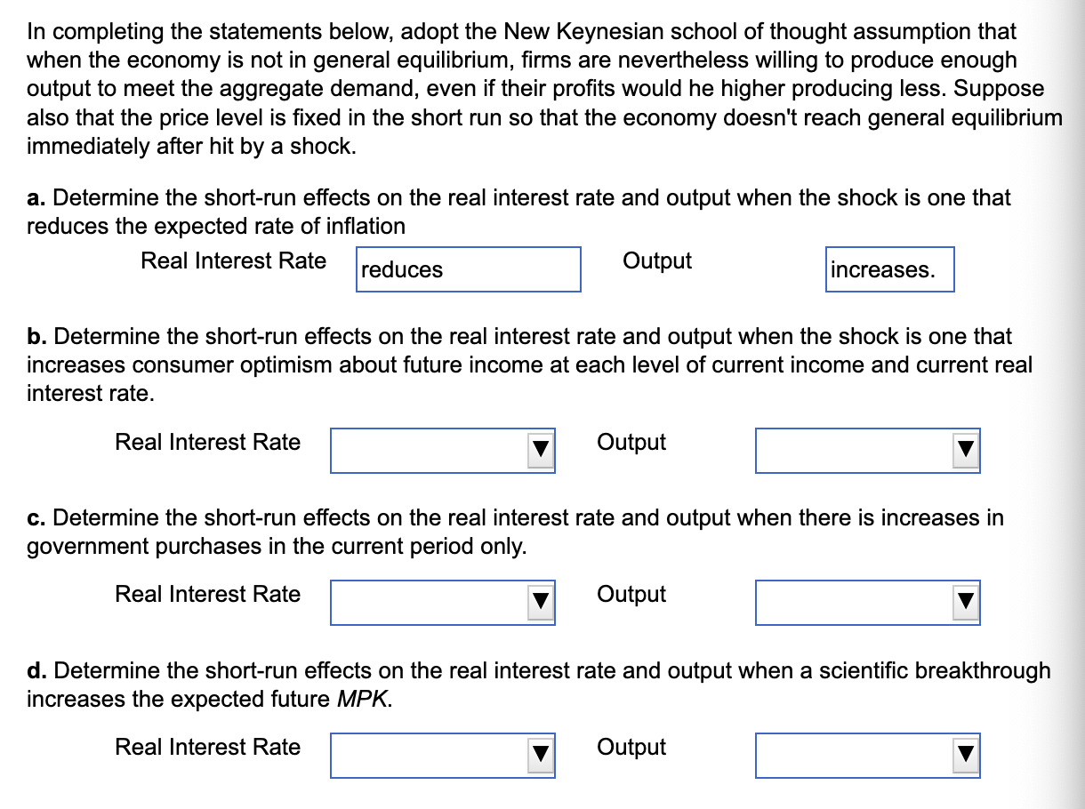 Solved Real Interest Rate- Rises; Remains Unchanged; | Chegg.com