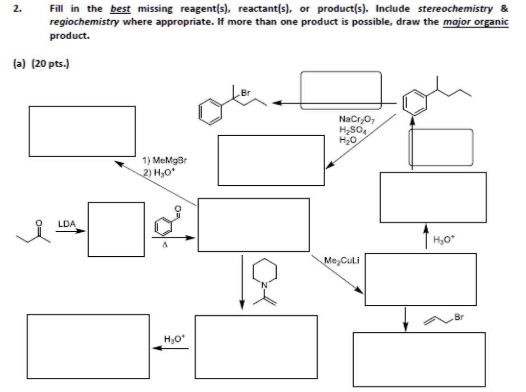 Solved 2. Fill in the best missing reagent(s), reactant(s), | Chegg.com