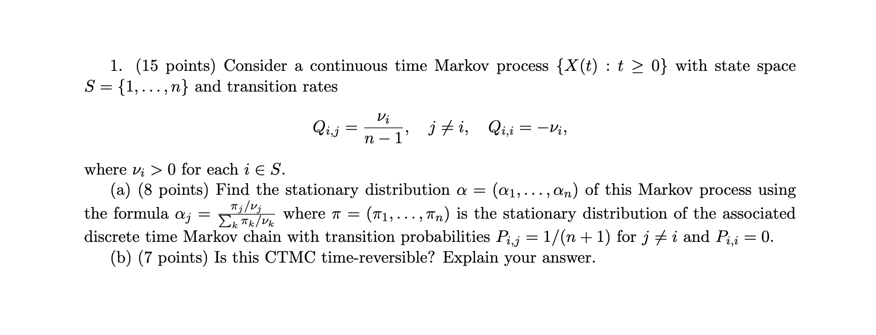 Solved 1. (15 points) Consider a continuous time Markov | Chegg.com