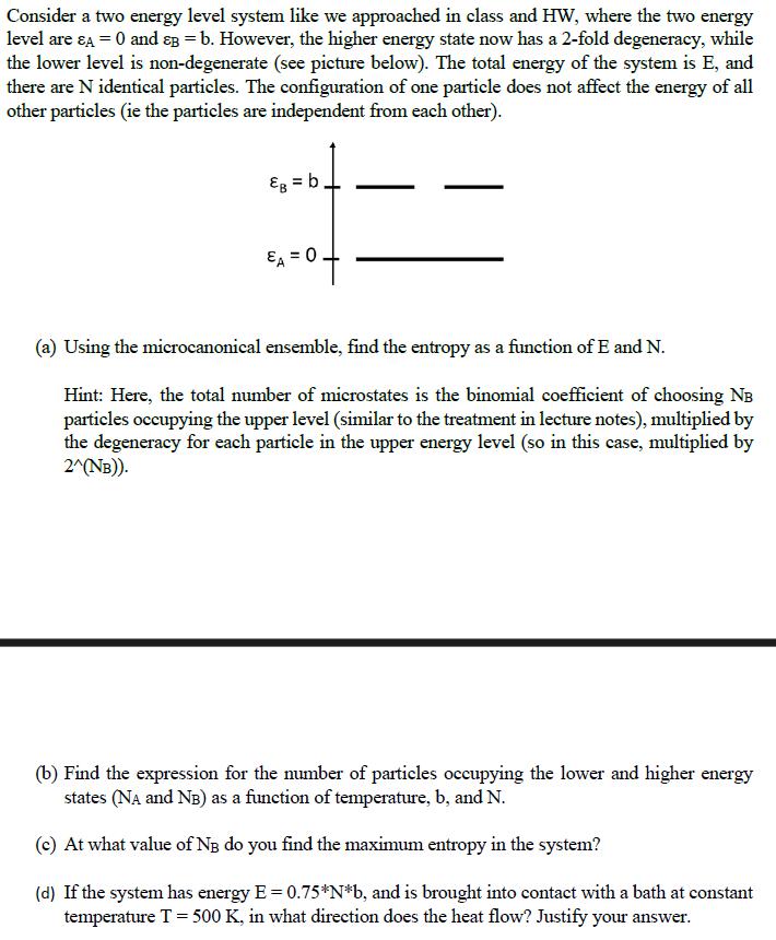 Solved Consider a two energy level system like we approached | Chegg.com