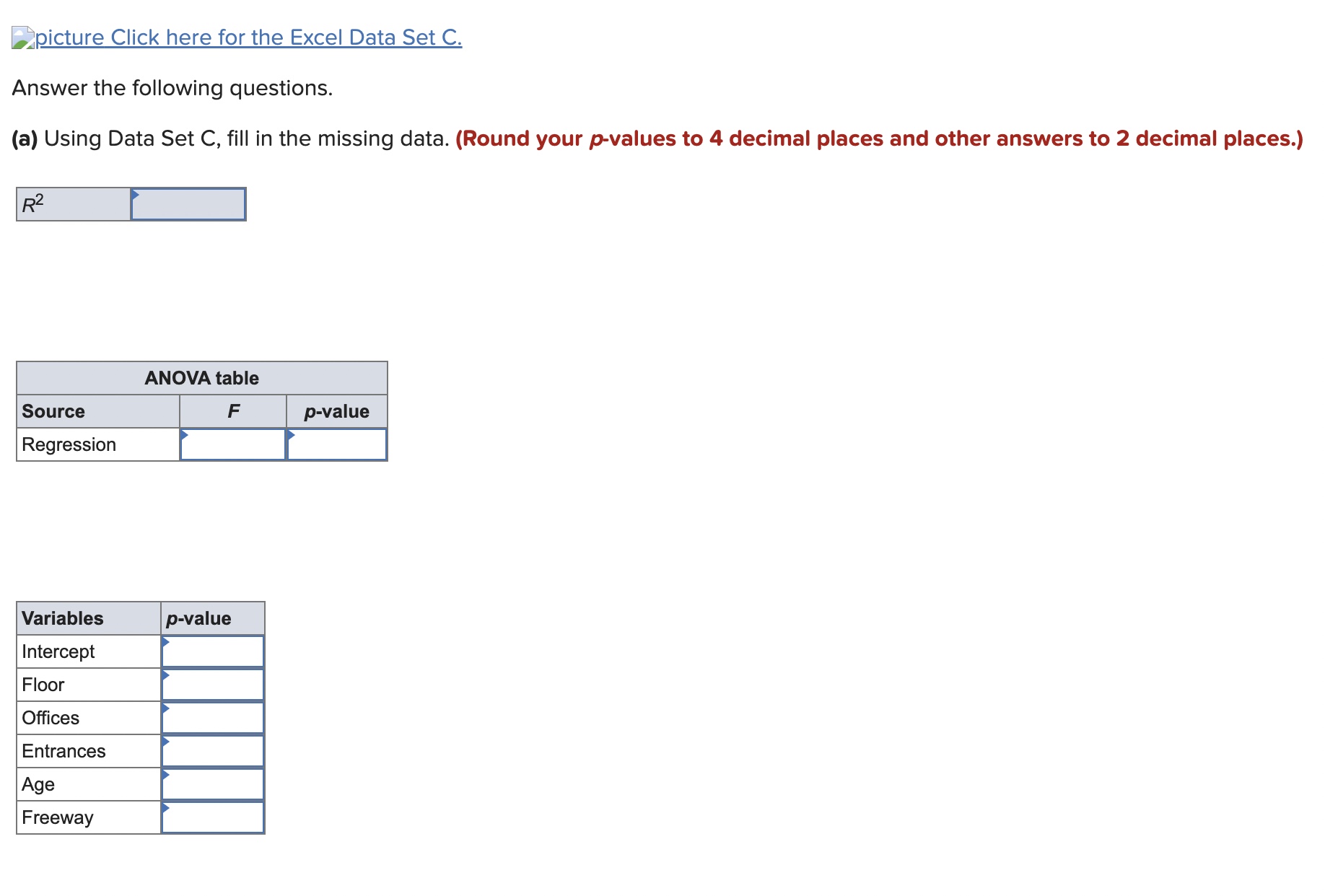 Solved \r\npicture Click here for the Excel Data Set C. | Chegg.com