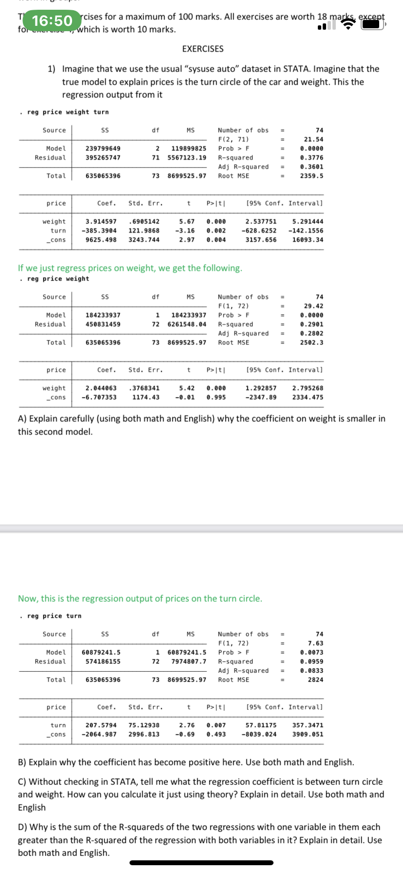 Solved 16:50 rcises for a maximum of 100 marks. All | Chegg.com