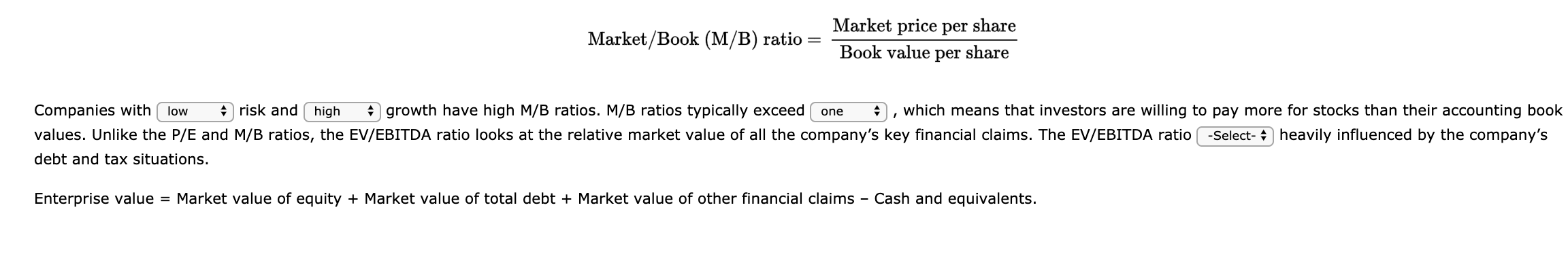 Solved Market price per share Market/Book (M/B) ratio Book | Chegg.com