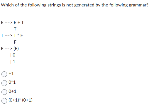 Solved Which of the following strings is not generated by | Chegg.com