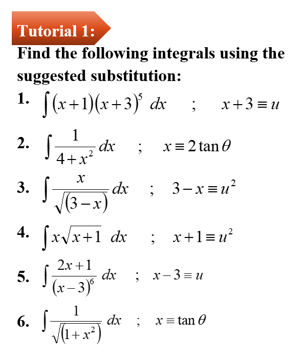 Solved Find the following integrals using the suggested | Chegg.com