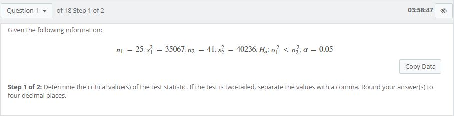 Solved Step 2 of 2: Make a decision Reject Null | Chegg.com
