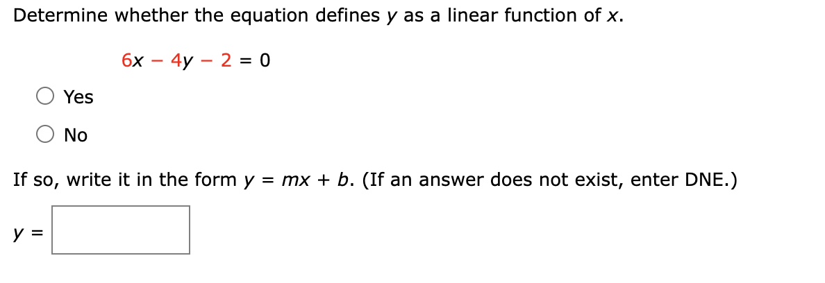 Solved Determine whether the equation defines y as a linear | Chegg.com