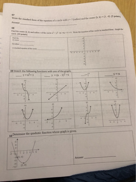 Solved 07 polnts Write the standard form of the 7 (radaus) | Chegg.com