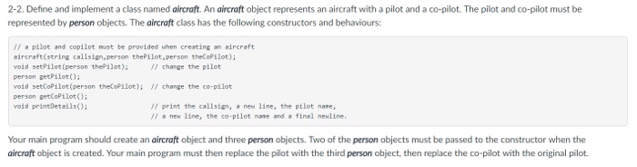 Solved 2-2. Define and implement a class named aircraft. An | Chegg.com
