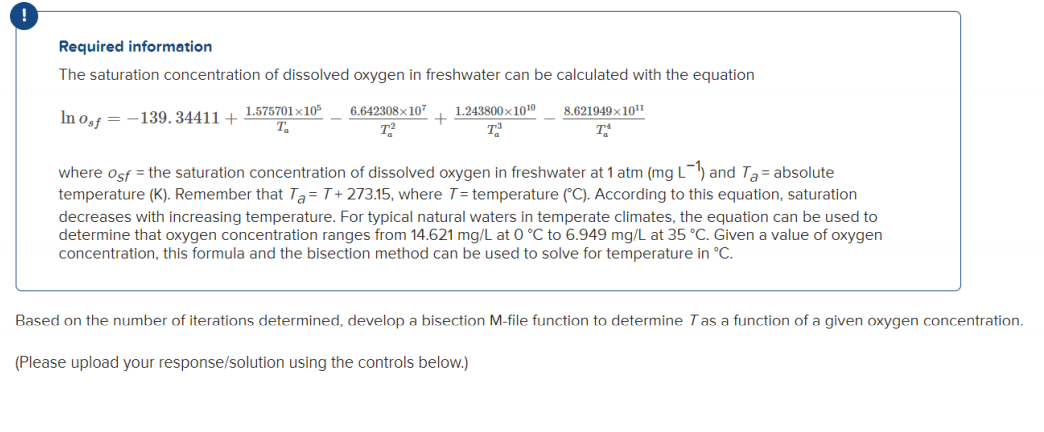 Solved ! Required information The saturation concentration | Chegg.com