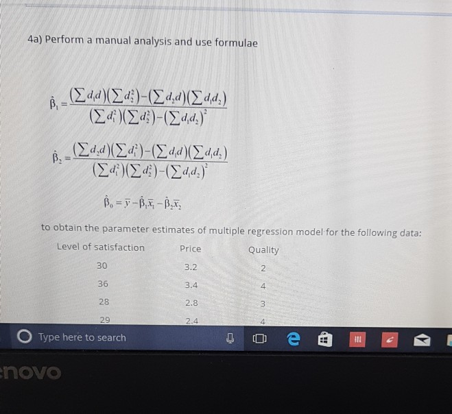 Solved 4a) Perform a manual analysis and use formulae (Σdd | Chegg.com