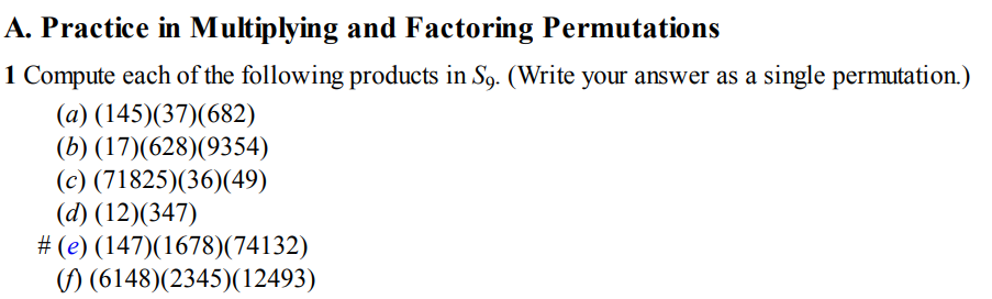 Solved A. Practice in Multiplying and Factoring Permutations | Chegg.com