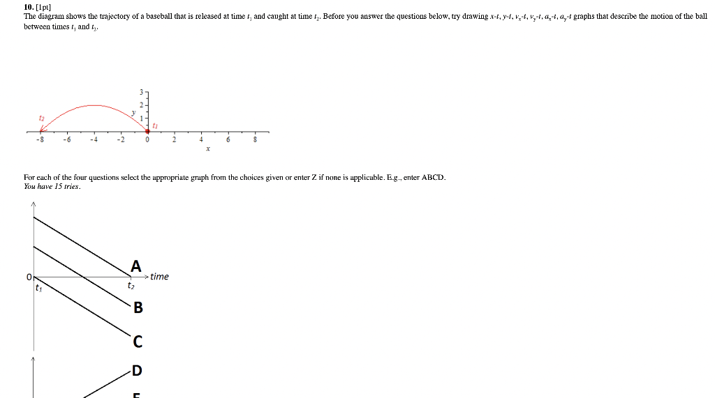 Solved 10. [1pt] between times t1 and t2. For each of the | Chegg.com