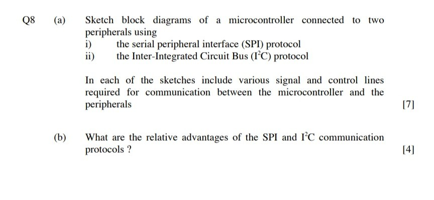 Solved Q8 (a) Sketch block diagrams of a microcontroller | Chegg.com