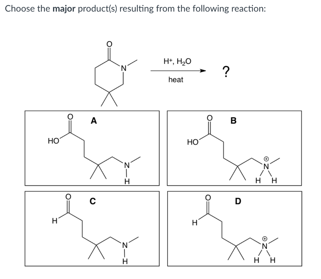 Solved Choose the major product(s) resulting from the | Chegg.com