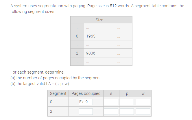 Solved A system uses segmentation with paging. Page size is | Chegg.com