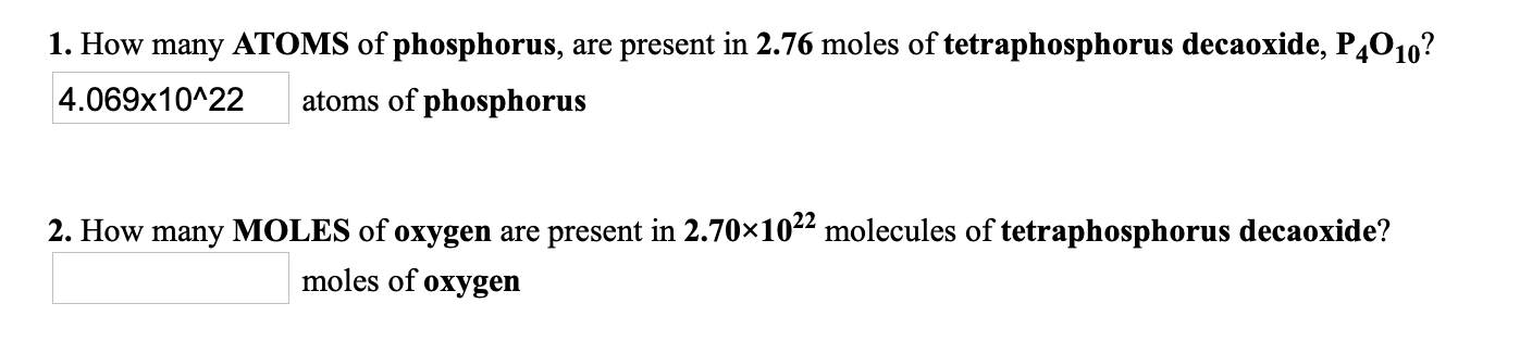 Solved 1. How many MOLECULES of tetraphosphorus decaoxide , | Chegg.com