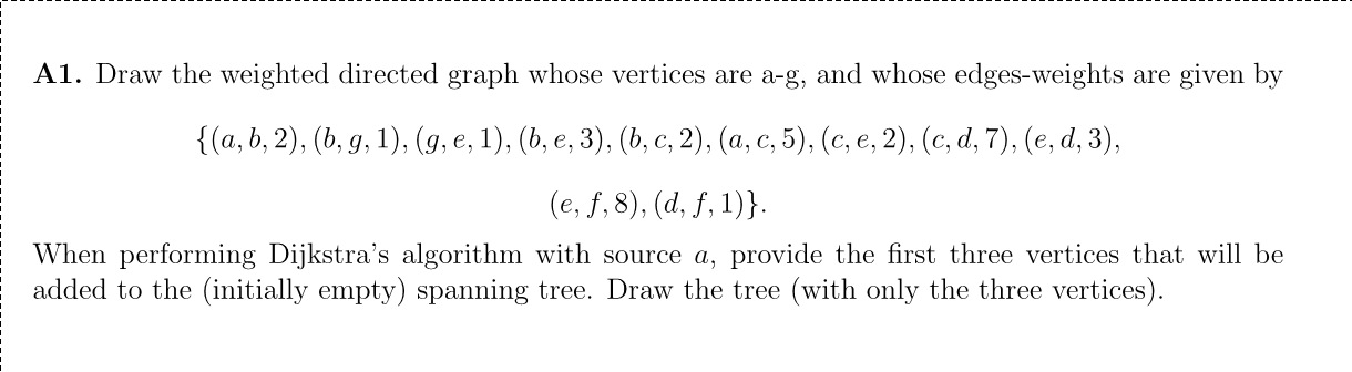 Solved A1. Draw the weighted directed graph whose vertices | Chegg.com