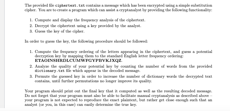 Solved The provided file ciphertext.txt contains a message | Chegg.com