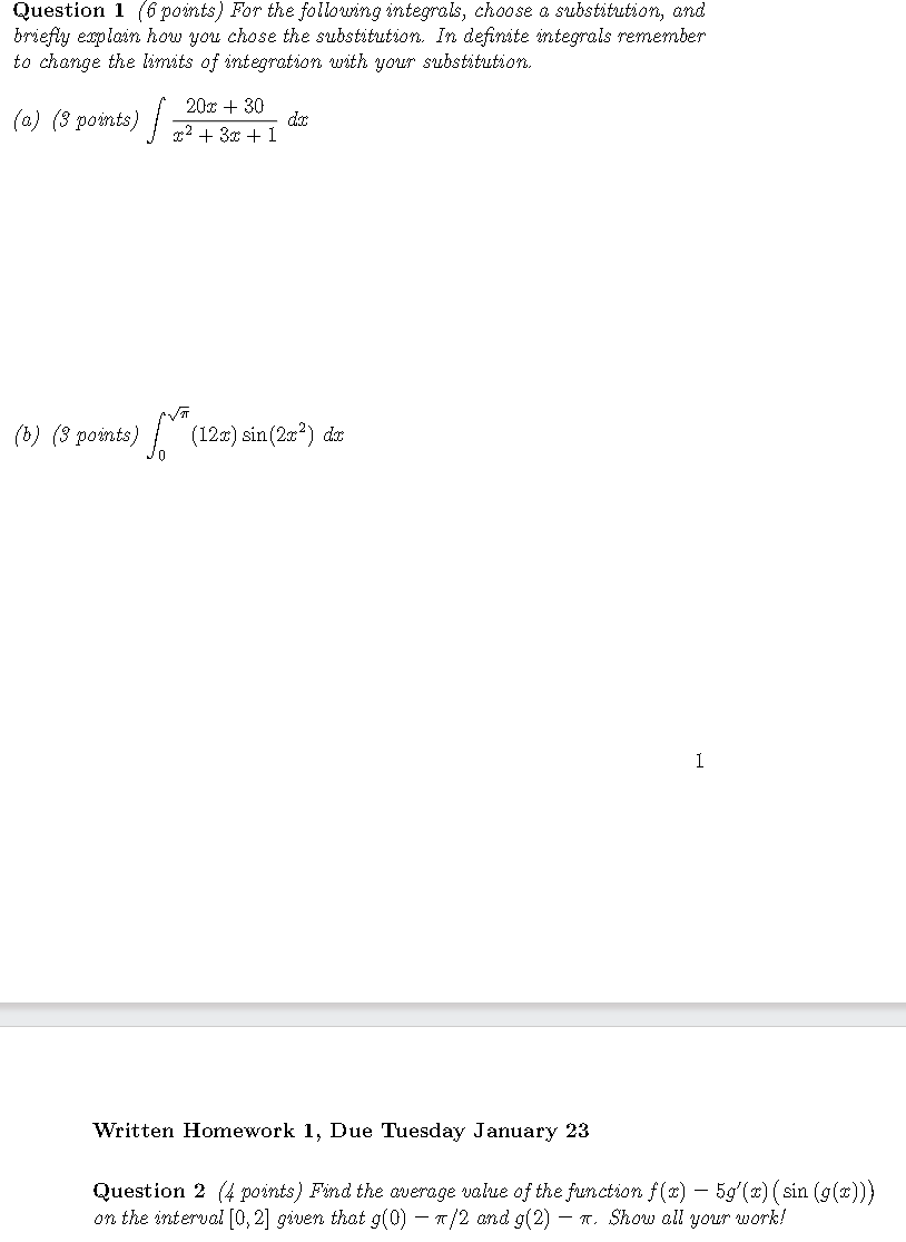 Solved Question 1 ( 6 ﻿points) ﻿For the following integrals, | Chegg.com