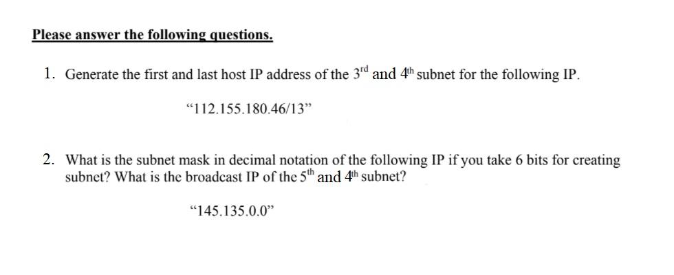Solved Please answer the following questions. 1. Generate | Chegg.com