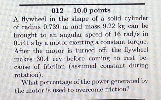 Solved 01210.0 points A flywheel in the shape of a solid | Chegg.com