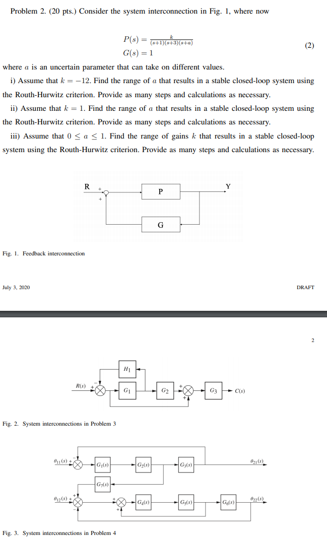 Solved Problem 2. (20 pts. Consider the system | Chegg.com
