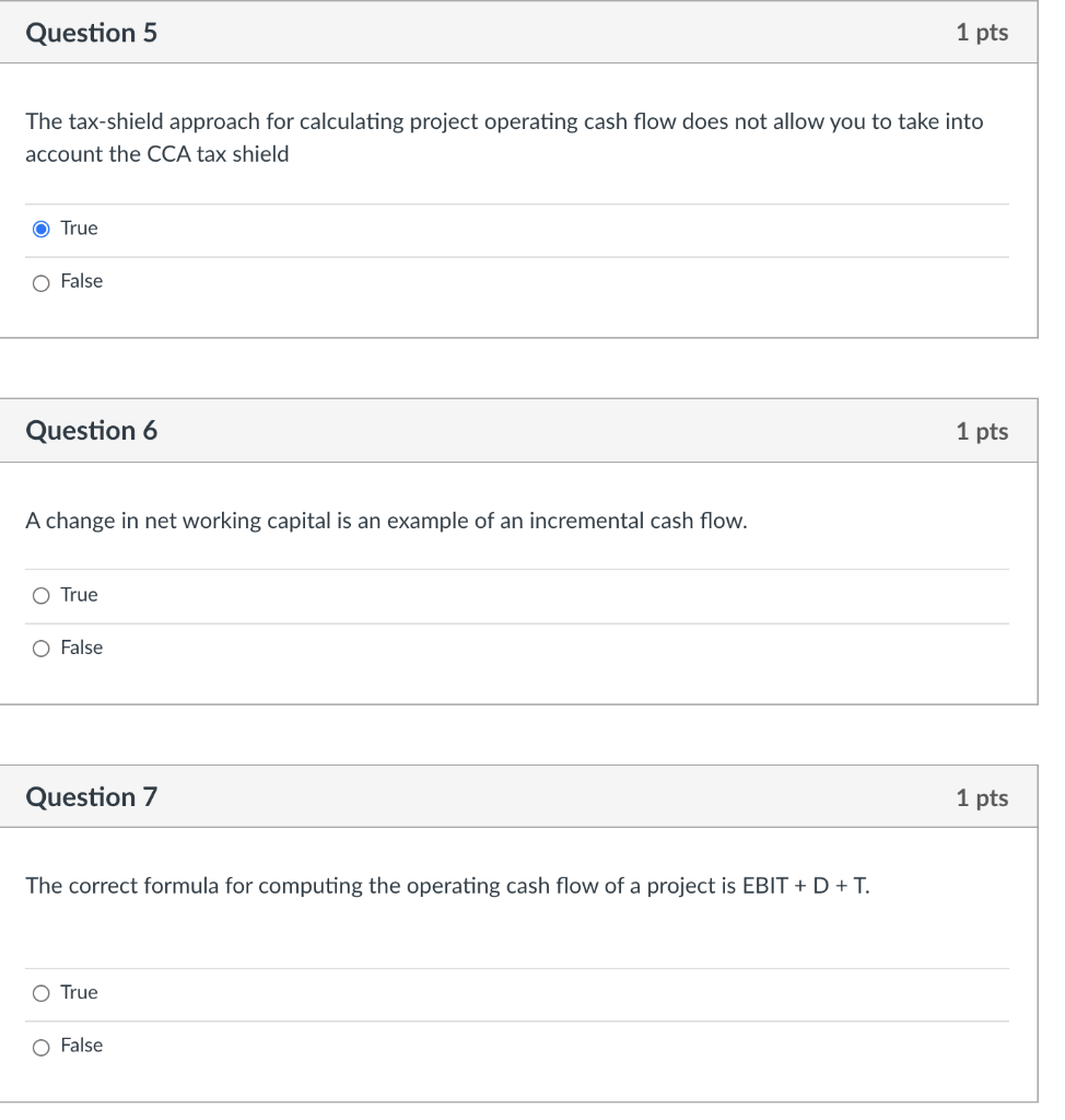 Solved Question 5 1 pts The tax-shield approach for | Chegg.com