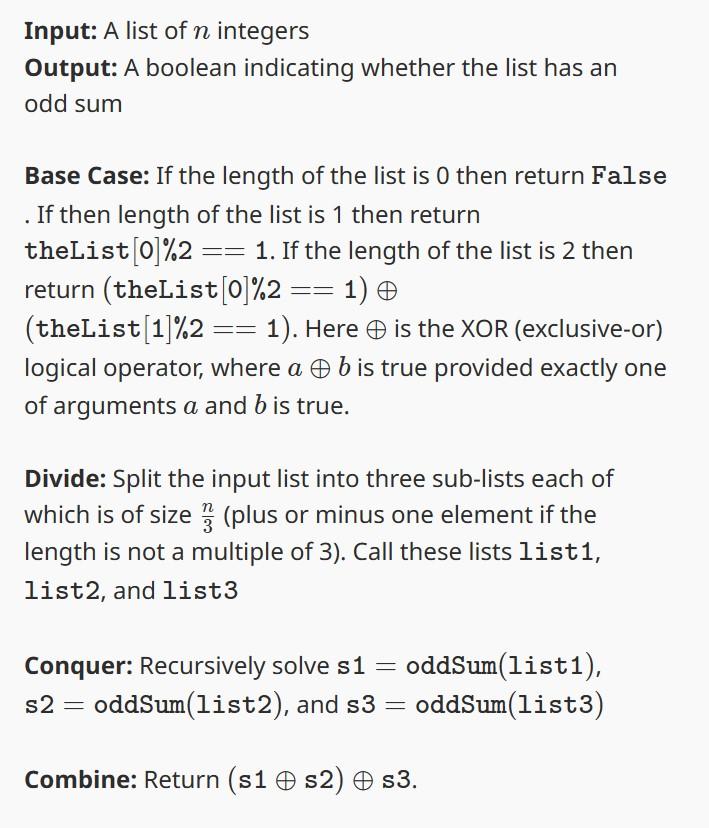 Solved Input: A list of n integers Output: A boolean | Chegg.com