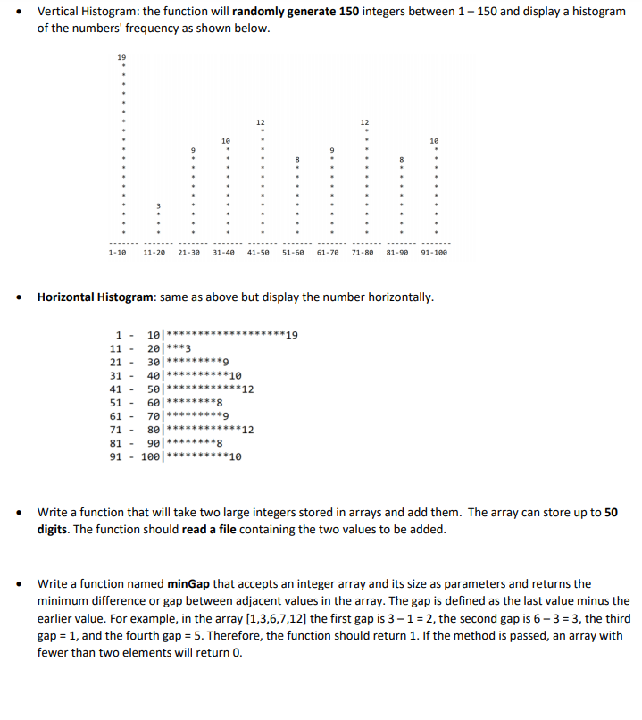Solved Vertical Histogram: the function will randomly | Chegg.com