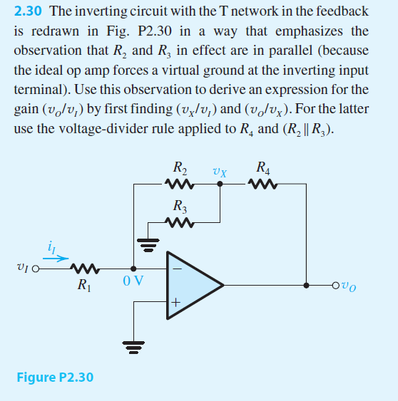 Solved 2.30 The inverting circuit with the T network in the | Chegg.com