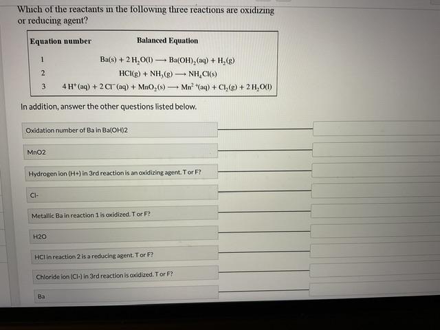 Solved Which of the reactants in the following three | Chegg.com