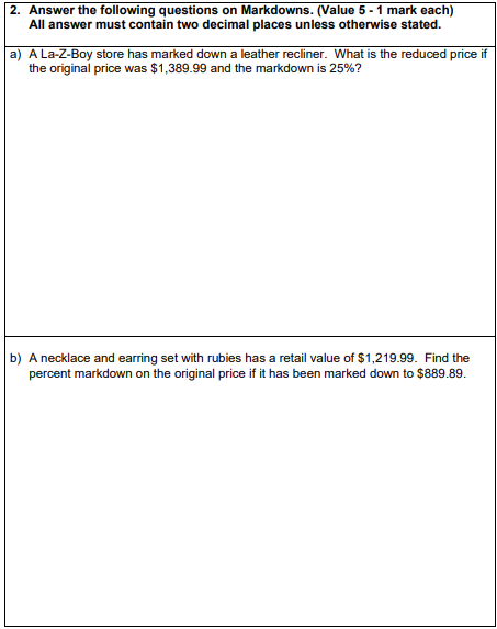 Solved 2. Answer the following questions on Markdowns. | Chegg.com