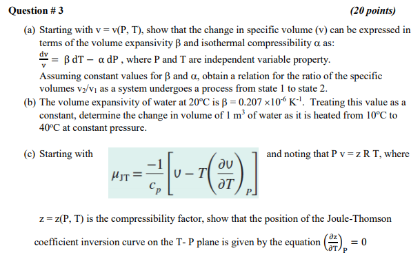 Solved Question #3 (20 points) (a) Starting with v = v(P, | Chegg.com