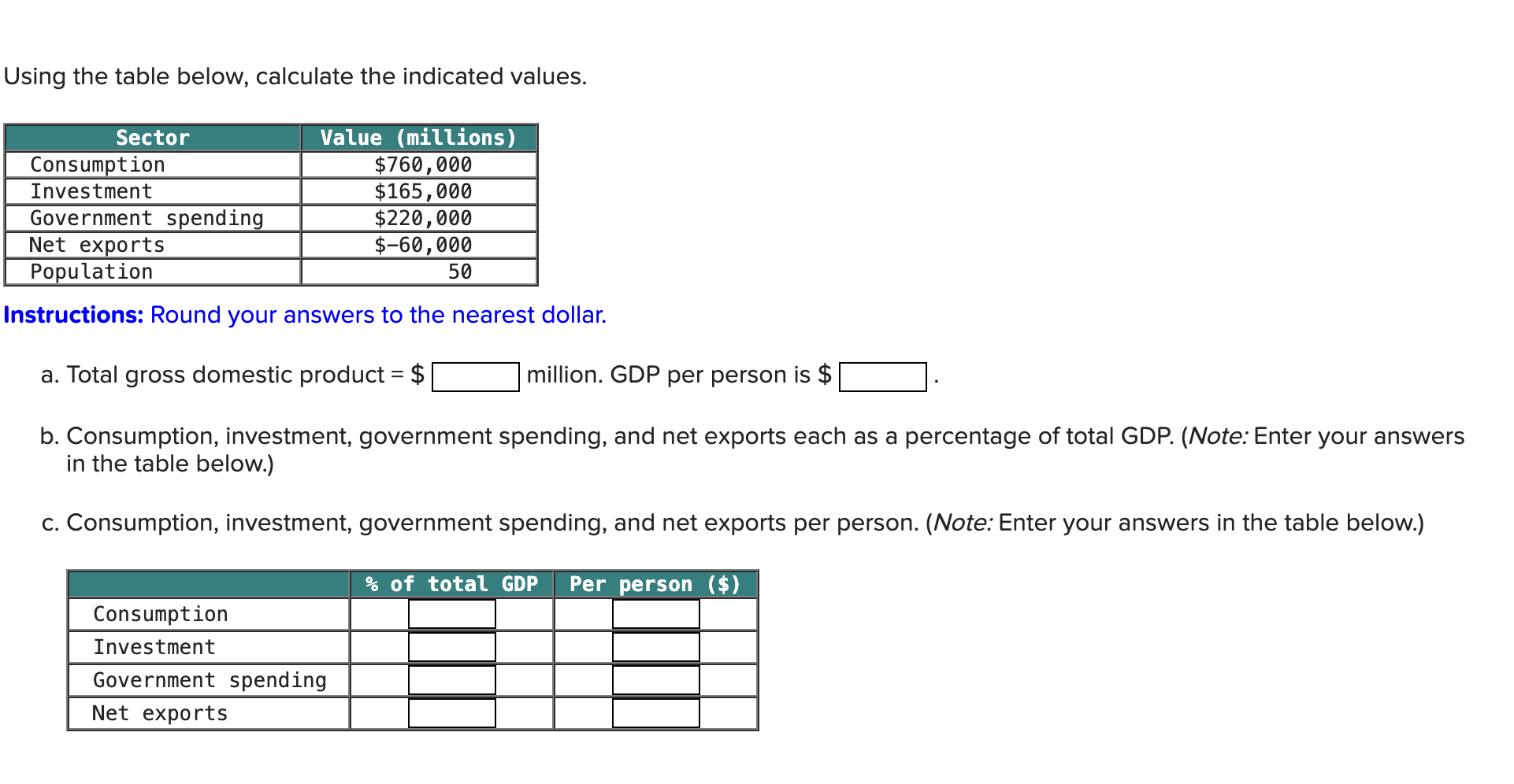 Solved Using the table below, calculate the indicated | Chegg.com