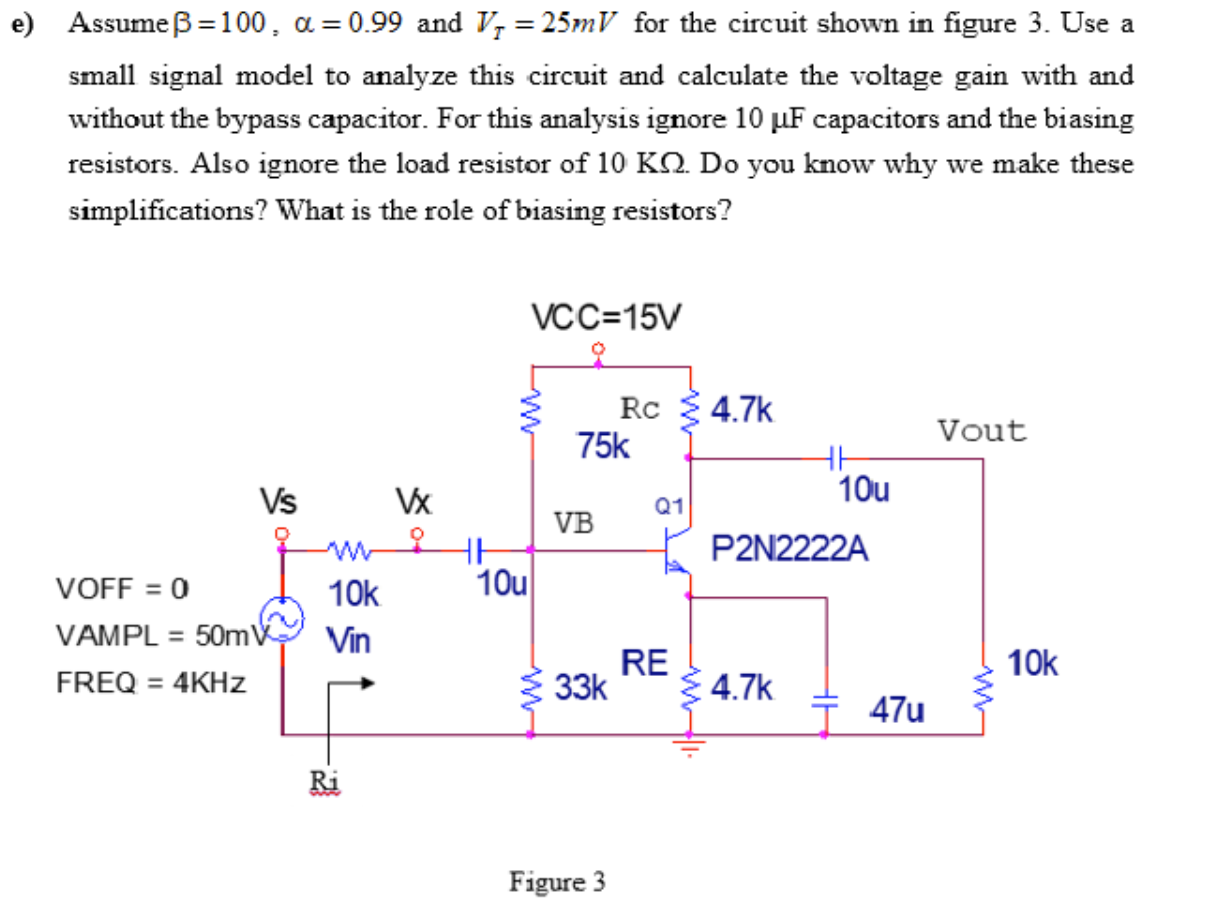 Solved e) Assume B=100, a = 0.99 and V, = 25mV for the | Chegg.com