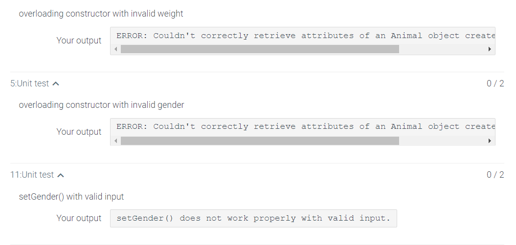 Solved 5:Unit test ∧ 0/2 overloading constructor with | Chegg.com