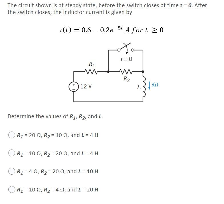 Solved The Circuit Shown Is At Steady State Before The