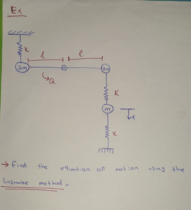 Solved Ex→ ﻿Find the equation of motion using theLagrange | Chegg.com