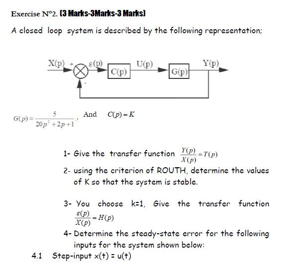Solved Exercise Nº2. (3 Marks-3Marks-3 Marks) A closed loop | Chegg.com