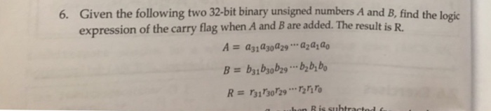 Given the following two 32-bit binary unsigned | Chegg.com