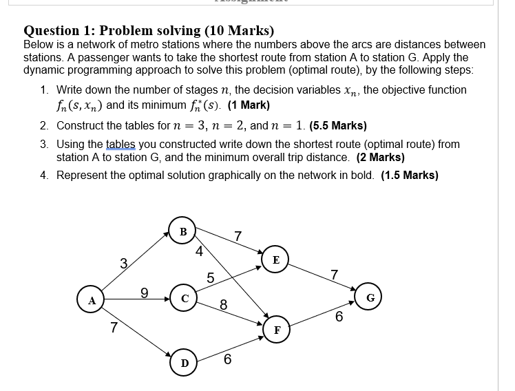 Question 1: Problem solving (10 Marks) Below is a | Chegg.com